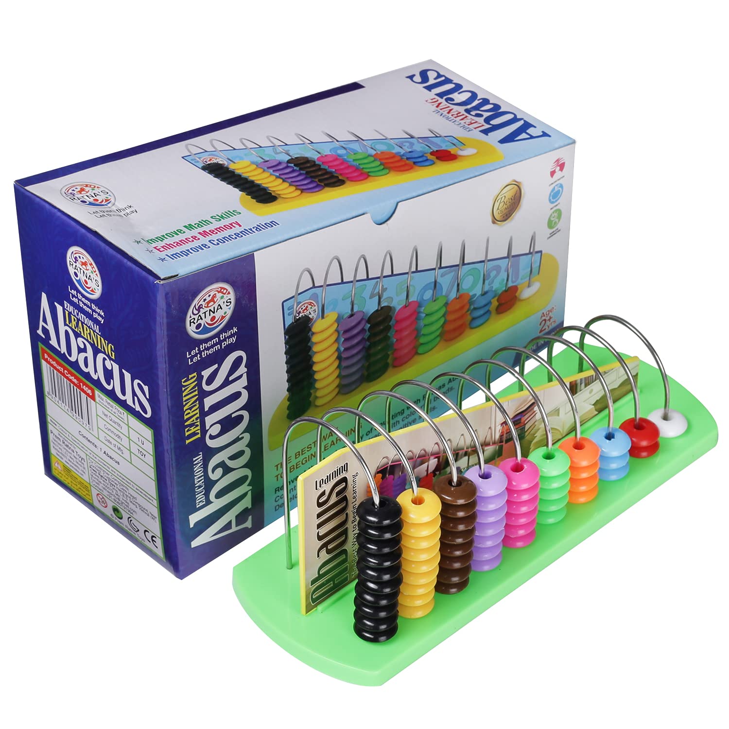 Ratna's Educational Abacus for Kids to Count, add & Subtract with Colo ...