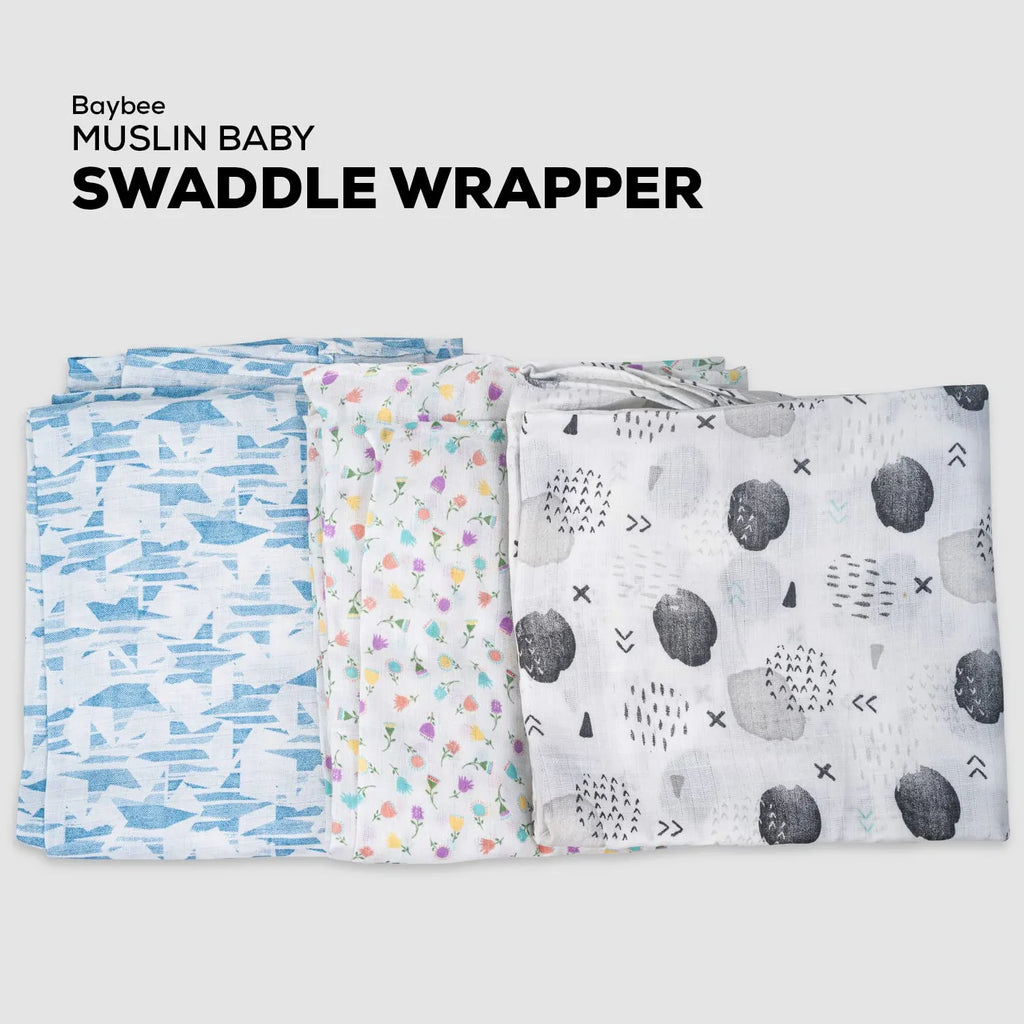 Baybee 100% Cotton Muslin Baby Swaddle Wrapper Blanket for New Born, B ...